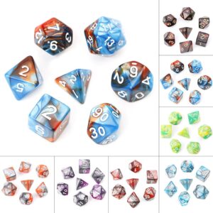 OTGO 7pcs/Set D4-D20 Portable Acrylic Polyhedral Dice Table Gaming Dice Set(Sky Blue)