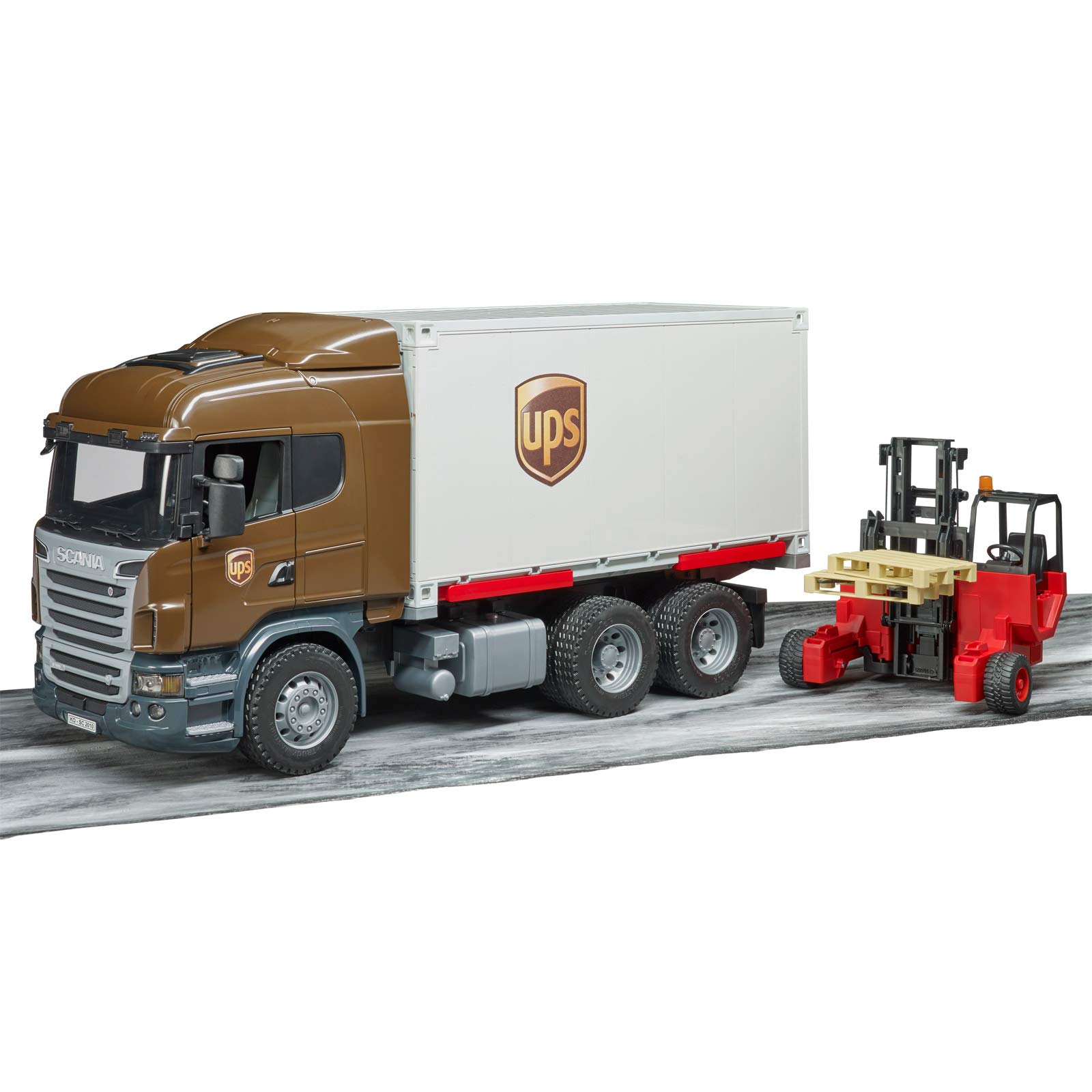 Bruder 03581 Scania R-Series Ups Logistics Truck with Forklift Vehicles