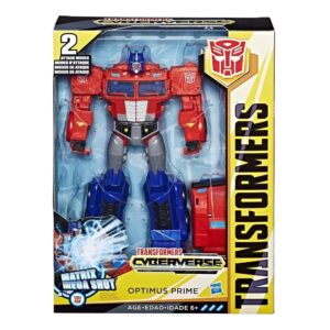 transformers toys optimus prime cyberverse ultimate class action figure - repeatable matrix mega shot action attack move - toys for kids 6 & up, 11.5"