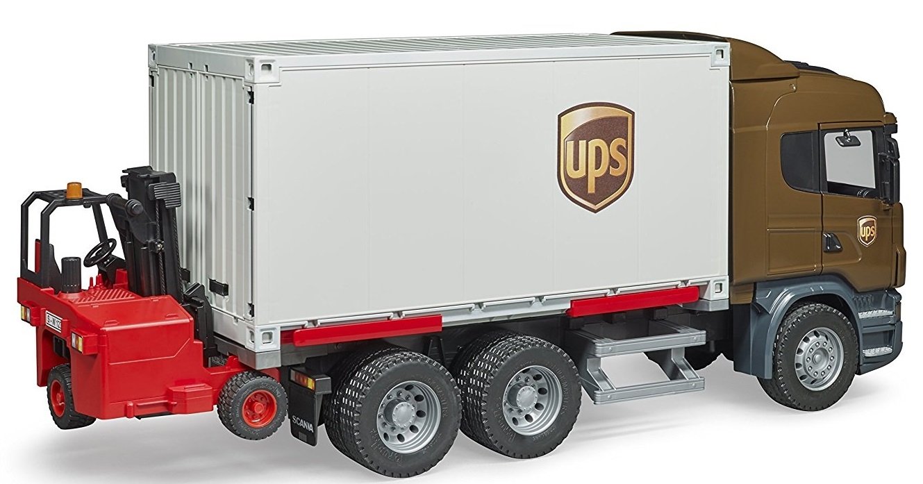 Bruder 03581 Scania R-Series Ups Logistics Truck with Forklift Vehicles