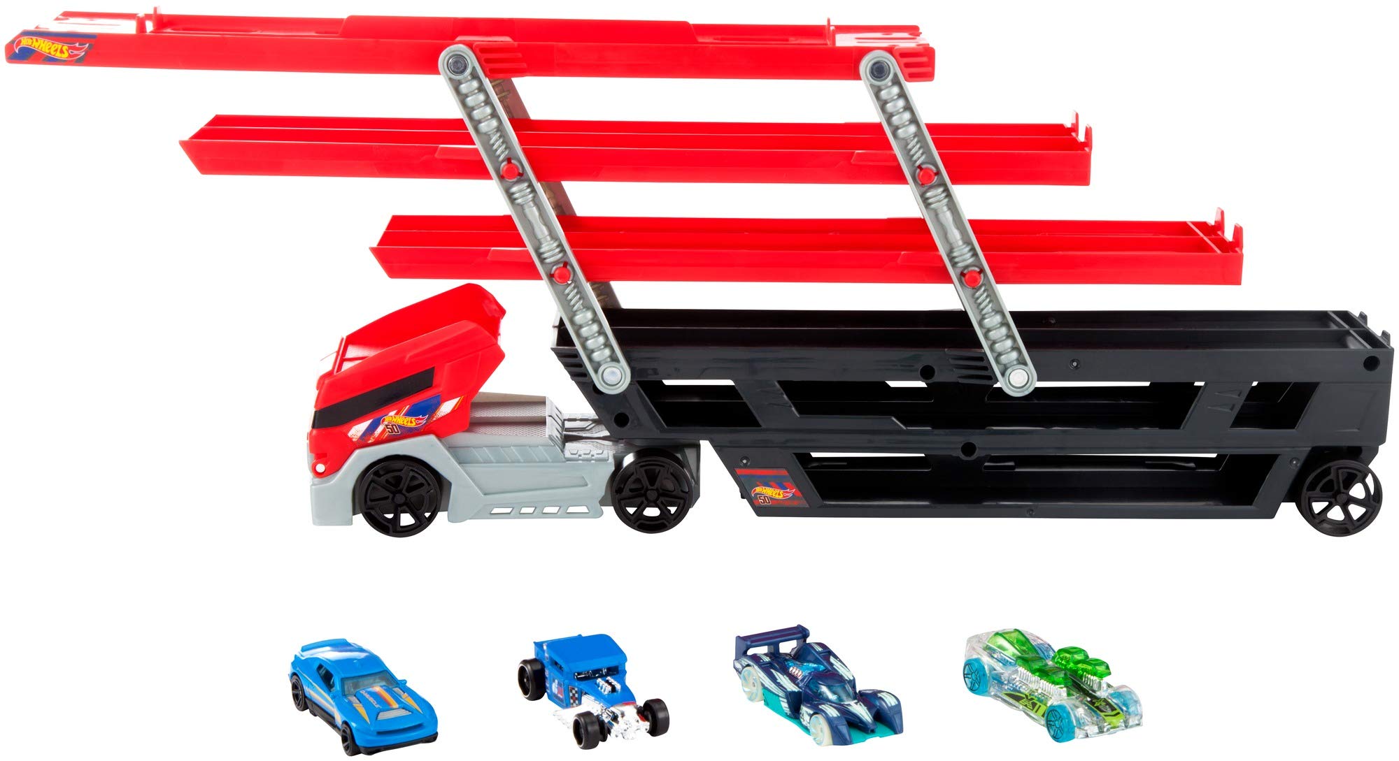 Hot Wheels Mega Hauler and 4 Cars Set