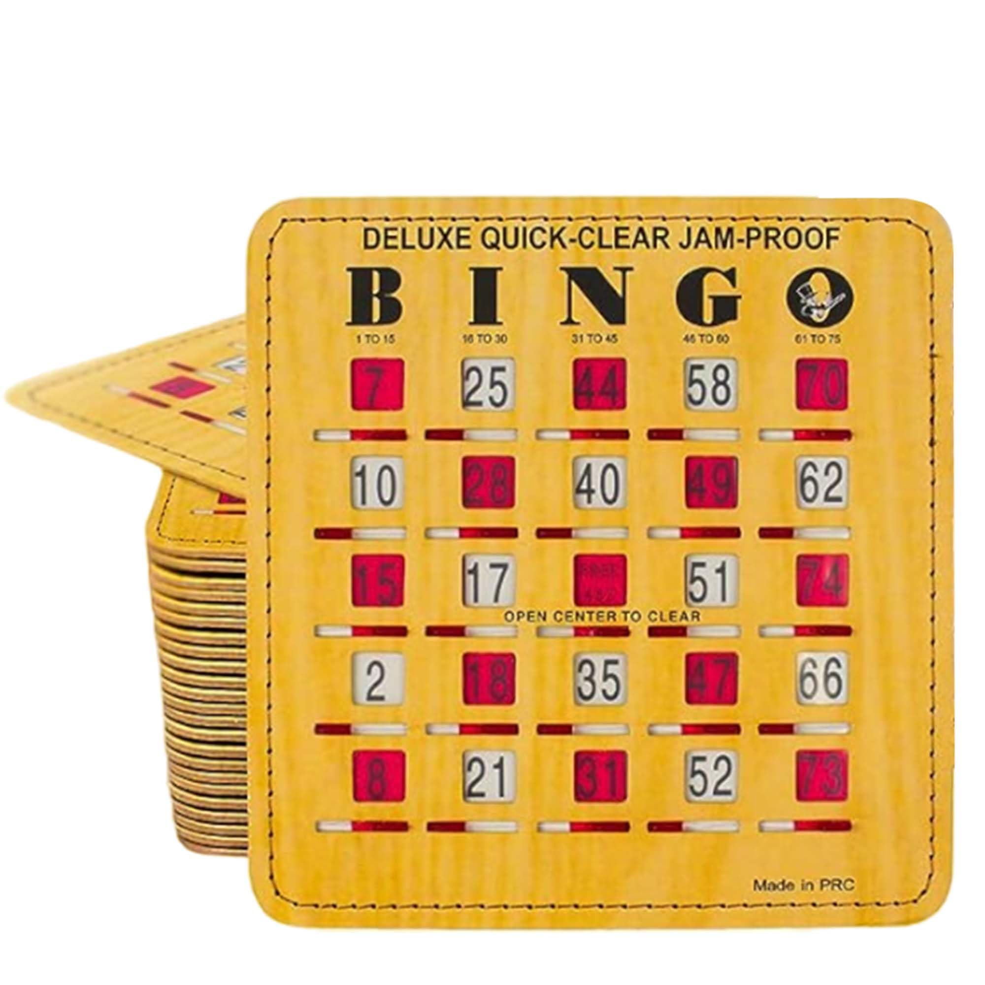 MR CHIPS Jam-Proof Quick-Clear Deluxe Fingertip Slide Bingo Cards with Sliding Windows - 25 Pack in Woodgrain Style