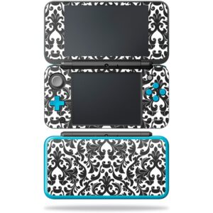 mightyskins skin compatible with nintendo new 2ds xl - black damask | protective, durable, and unique vinyl decal wrap cover | easy to apply, remove, and change styles | made in the usa