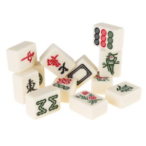 Hey! Play! Chinese Mahjong Game Set with 146 Tiles, Dice, and Ornate Storage Case for Adults, Kids, Boys and Girls