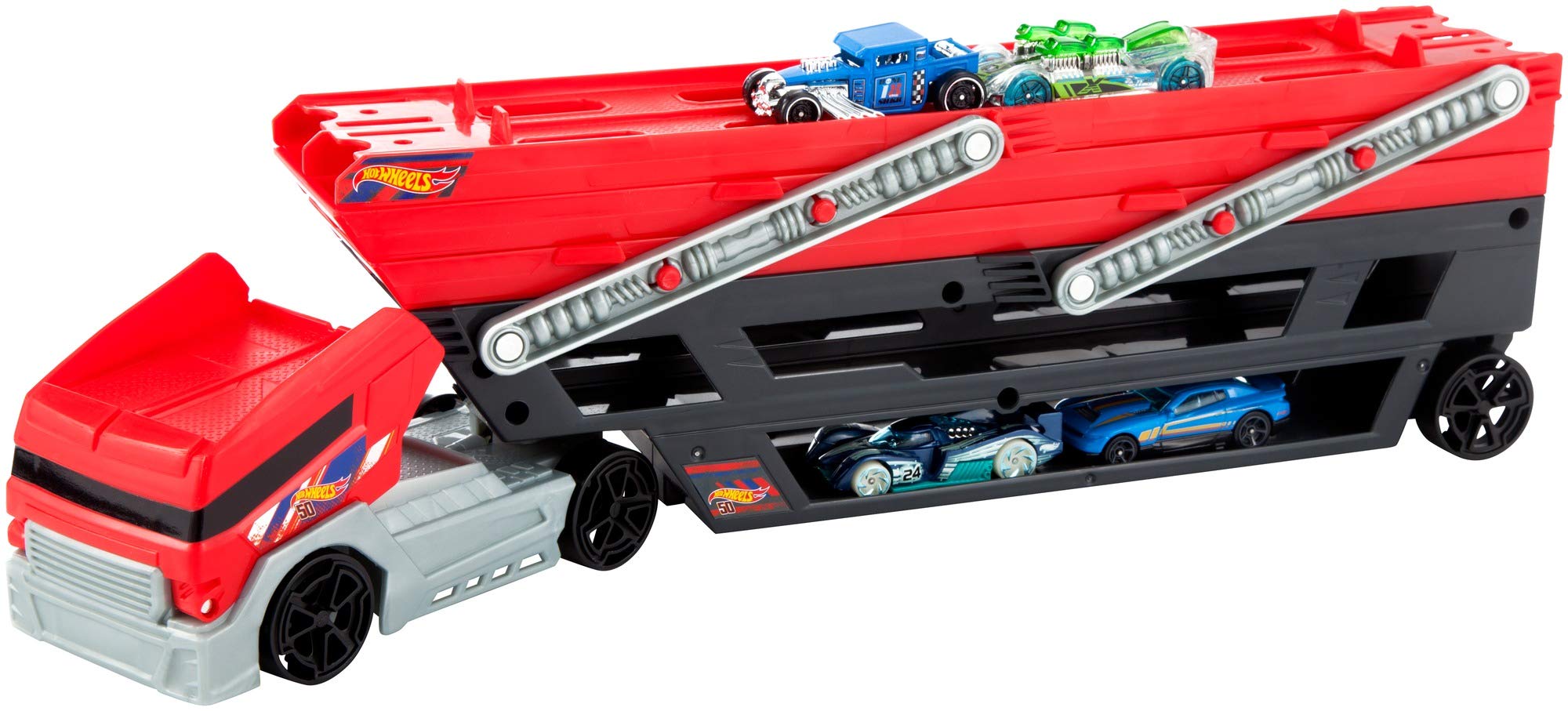 Hot Wheels Mega Hauler and 4 Cars Set