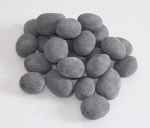 hmleaf 24 pcs fireplace ceramic pebbles for firepits or fireplaces or stoves in gray