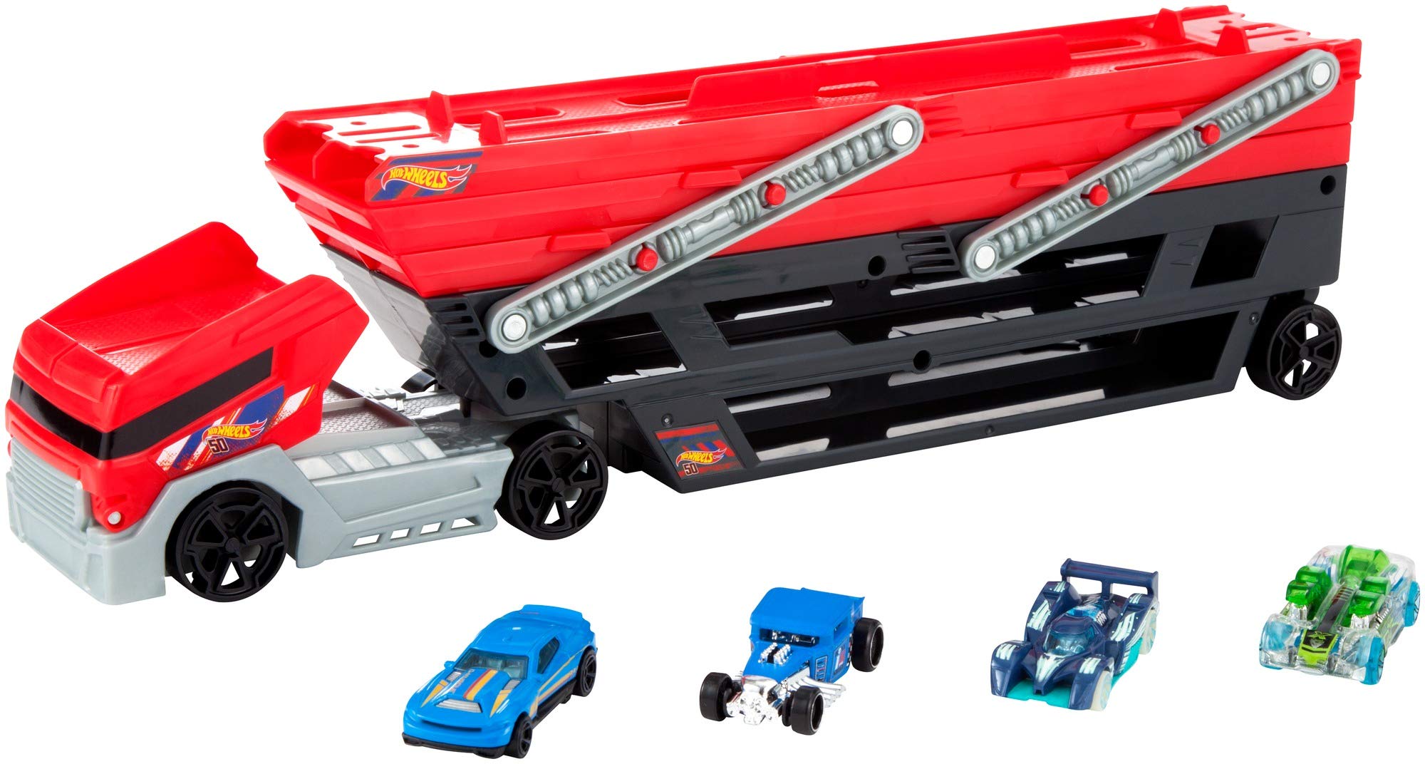 Hot Wheels Mega Hauler and 4 Cars Set