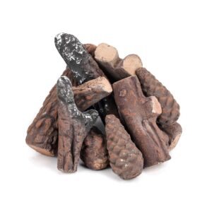 stanbroil small ceramic gas logs, 10 piece set of decoration ceramic wood logs for all types of ventless, gel, ethanol, electric, gas inserts, propane, indoor or outdoor fireplaces & fire pits