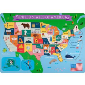 imagination generation usa states chunky puzzle board - learn all 50 states with professor poplar's wooden pegged puzzles - children's educational toys - usa states