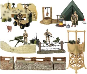 click n' play military checkpoint 60 piece play set with accessories.