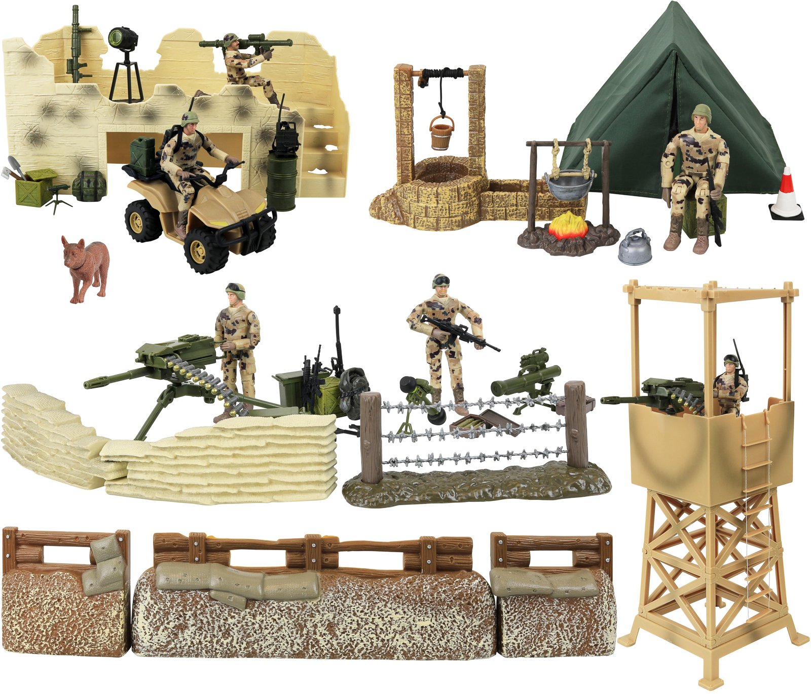 Click N' Play Military Checkpoint 60 Piece Play Set with Accessories.