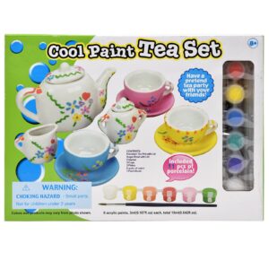 number 1 in gadgets paint your own tea set for kids, decorate your own 11 piece craft set of porcelain dishes, includes six paint pots and paint brush