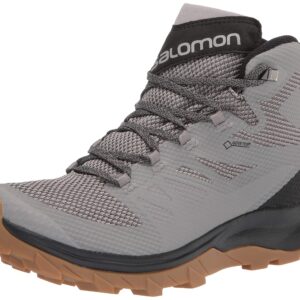 Salomon Outline Mid Gore-TEX Hiking Boots for Men, Black/Beluga/Capers, 7