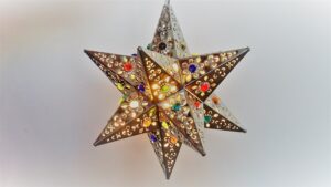 unique and beautiful handmade hanging star lamp with 12 points! for home and garden decor by shopimundo. outdoor hanging decorative star lantern with marbles, you will love it