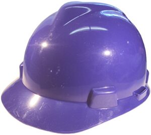 msa v cap style hard hats w/fastrac iii suspensions and handy tote bag - purple