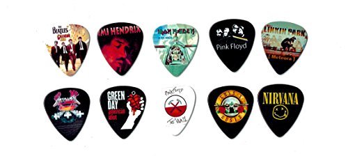 Legendary Bands Guitar Picks (10 medium picks in a packet)(For Music Lovers)… (Medium thickness (0.71mm))