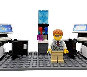 CUSTOM TOYS & HOBBIES INC Building Bricks Businessman Lawyer Full Office Setup 2 L Desks Keyboards Computers Water Cooler & Minifigure Miniature AFOL Holiday Birthday Gift for Kids