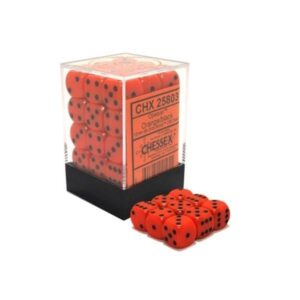 DND Dice Set-Chessex D&D Dice-12mm Opaque Orange and Black Plastic Polyhedral Dice Set-Dungeons and Dragons Dice Includes 36 Dice – D6