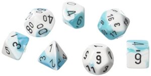 chessex chx26444 dice-gemini white-teal/black set, one size, teal/white/black