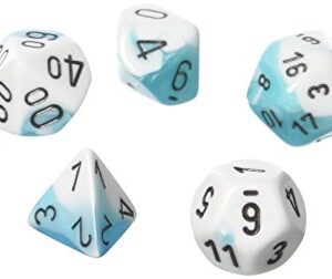 Chessex CHX26444 Dice-Gemini White-Teal/Black Set, One Size, Teal/White/Black