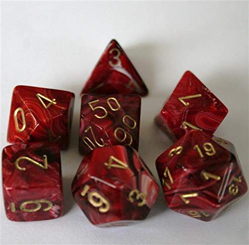 Chessex CHX27434 Dice - Vortex: 7Pc Burgundy/Gold