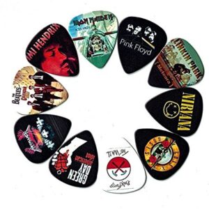 Legendary Bands Guitar Picks (10 medium picks in a packet)(For Music Lovers)… (Medium thickness (0.71mm))