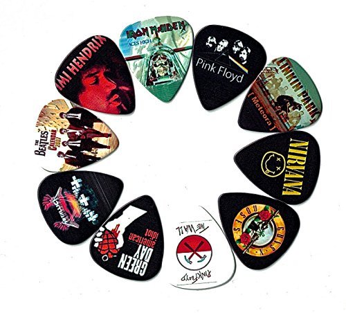 Legendary Bands Guitar Picks (10 medium picks in a packet)(For Music Lovers)… (Medium thickness (0.71mm))