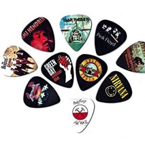 Legendary Bands Guitar Picks (10 medium picks in a packet)(For Music Lovers)… (Medium thickness (0.71mm))