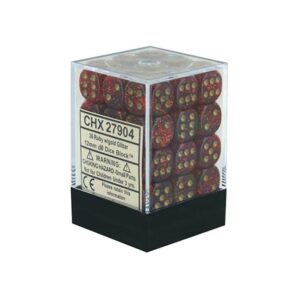 dnd dice set-chessex d&d dice-12mm glitter ruby and gold plastic polyhedral dice set-dungeons and dragons dice includes 36 dice – d6 (chx27904)