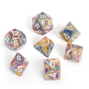 DND Dice Set-Chessex D&D Dice-16mm Festive Carousel and White Plastic Polyhedral Dice Set-Dungeons and Dragons Dice Includes 7 Dice - D4 D6 D8 D10 D12 D20 D% (CHX27440)