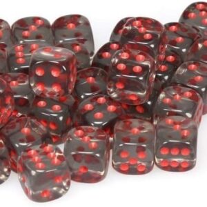 Chessex D6 12mm Smoke w/Red (36) (CHX 23818)