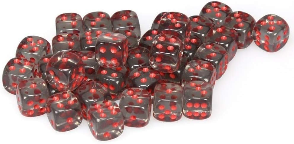 Chessex D6 12mm Smoke w/Red (36) (CHX 23818)