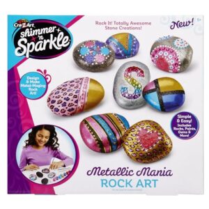 shimmer ’n sparkle metallic mania rock art diy painting rock craft kit for ages 6 and up