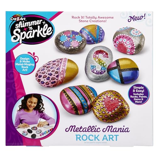 Shimmer ’n Sparkle Metallic Mania Rock Art DIY Painting Rock Craft Kit for ages 6 and Up