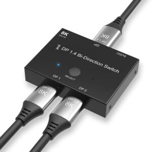 cabledeconn displayport 8k dp 1.4 switch bi-direction 8k@30hz 4k@120hz splitter converter for multiple source and displays.