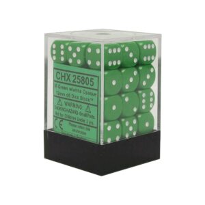 chessex chx25805 dice-opaque: 36d6 green/white set