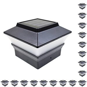 iglow 18 pack black outdoor garden 4 x 4 solar led post deck cap square fence light landscape lamp lawn pvc vinyl wood