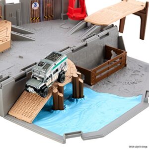 Jurassic World Toys Matchbox Harbor Rescue Playset, Dock, Ramps, Crane, Habitat Pen, Push Button Trigger, Triceratops Dino Action Figure, Off Road vehicle, Folds Up for Easy Storage, Portable