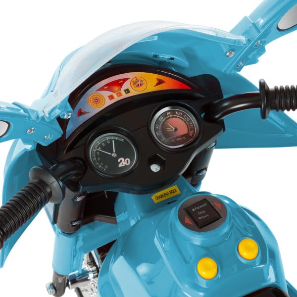 Lil' Rider Electric Motorcycle for Kids ? 3-Wheel Trike - Battery Powered Motorbike for Kids Ages 3-6 ? Fun Decals, Reverse, and Headlights (Blue), (80-FL238D-B)