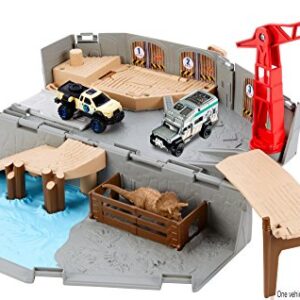 Jurassic World Toys Matchbox Harbor Rescue Playset, Dock, Ramps, Crane, Habitat Pen, Push Button Trigger, Triceratops Dino Action Figure, Off Road vehicle, Folds Up for Easy Storage, Portable