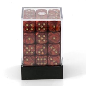 Chessex DND Dice Set-Chessex D&D Dice-12mm Scarab Scarlet and Gold Plastic Polyhedral Dice Set-Dungeons and Dragons Dice ludes 36 Dice – D6, Various (CHX27814)