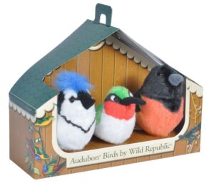 wild republic audubon birds collection with authentic bird sounds, hummingbird, blue jay and baltimore oriole, bird toys for kids and bird watchers, 5"