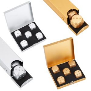 VGEBY Dices Box Set with 5Pcs Dice Table Game Set Entertainment Toy Gambling Dice Christmas Party Gifts(Gold- Box) Gold Dice Black And Gold Dice