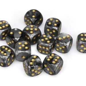 DND Dice Set-Chessex D&D Dice-16mm Lustrous Black and Gold Plastic Polyhedral Dice Set-Dungeons and Dragons Dice Includes 12 Dice – D6,Various,CHX27698