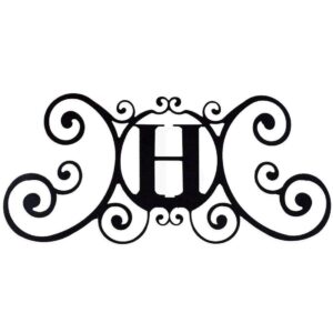 24 inch house plaque letter - wrought iron metal scrolled monogram initial letter home door wall hanging art decor family name last name letter sign (h, 24 x 11 inches,thick 2mm) christmas gift