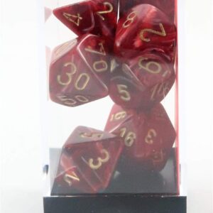 Chessex CHX27434 Dice - Vortex: 7Pc Burgundy/Gold