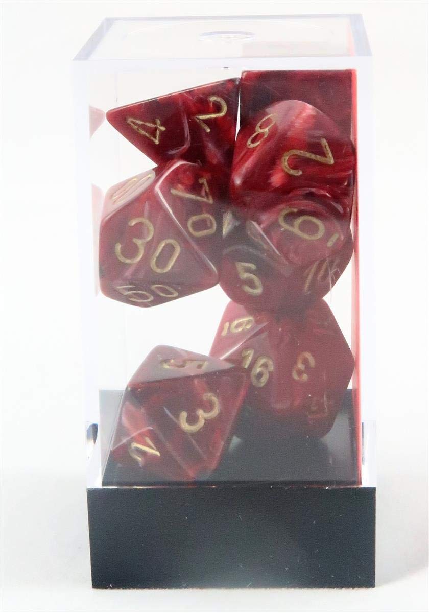 Chessex CHX27434 Dice - Vortex: 7Pc Burgundy/Gold