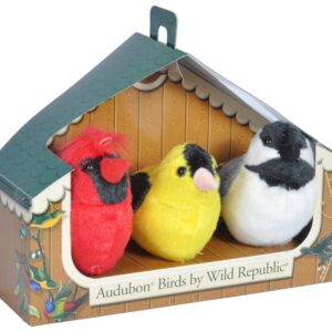 Wild Republic Audubon Birds Collection with Authentic Bird Sounds, Northern Cardinal, American Goldfinch, Chickadee, Bird Toys for Kids and Birders 3 Count (Pack of 1)