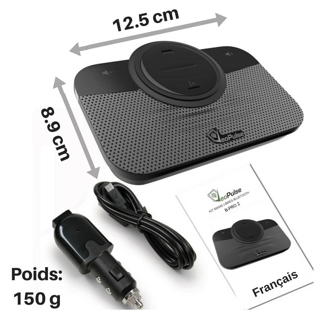 VeoPulse Car Speakerphone B-PRO 2B Hands-Free kit, 6W Hi-Fi Speakers, with Bluetooth Automatic multipoint Cellphone Connection