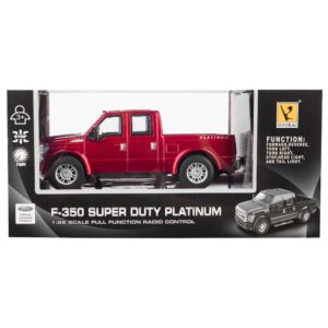 Liberty Imports RC Ford F-350 Super Duty Toy Pickup Truck, Officially Licensed Full Function R/C Radio Remote Control Car Genuine 1:28 Scale Vehicle (Red)